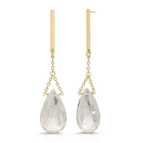 HEATHER HAWKINS Neutrals Hold On Faceted Gemstone Post Back Cocktail Earrings Gold-filled Crystal Quartz - Yellow