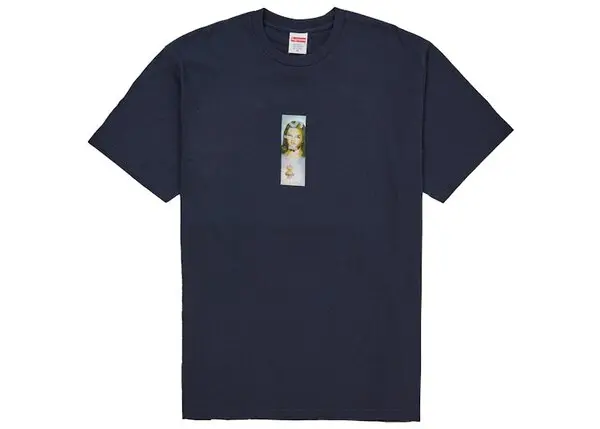 Supreme Prayer Card Box Logo Tee Shirt - Navy Blue