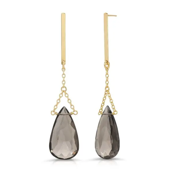 HEATHER HAWKINS Hold On Faceted Gemstone Post Back Cocktail Earrings Gold-filled November Birthstone Smokey Topaz - Brown