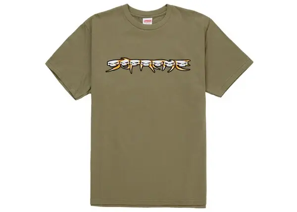 Supreme Skulls Spellout Tee Shirt - Light Olive