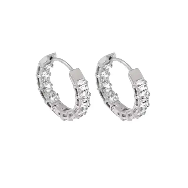 NAZZAR Princess Cut Cz Hoop Earrings