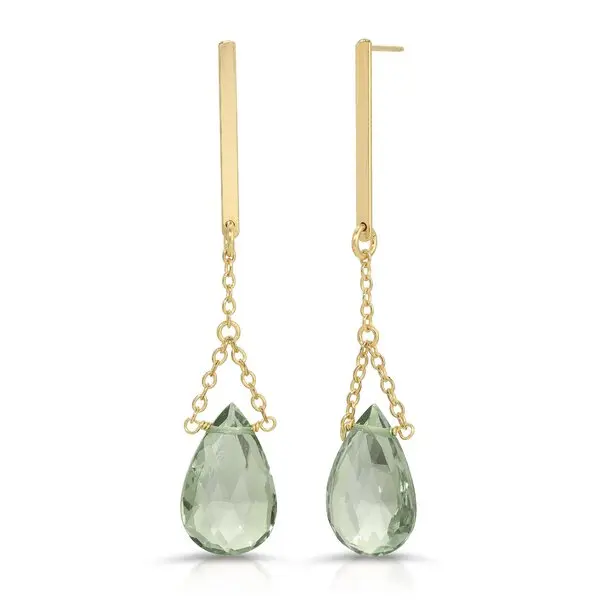 HEATHER HAWKINS Hold On Faceted Gemstone Post Back Cocktail Earrings Gold-filled February Birthstone Amethyst - Green