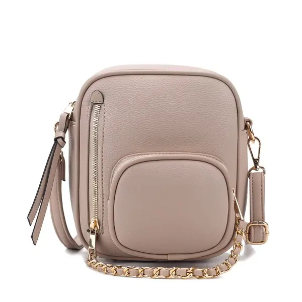 MKF COLLECTION - J'OMOR Neutrals Winona Crossbody Bag Handbag Taupe - Black/yellow