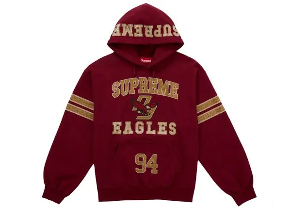 Supreme Rhinestone Eagle Hooded Sweatshirt - Red