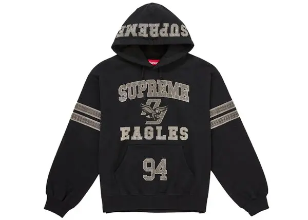 Supreme Rhinestone Eagle Hooded Sweatshirt - Black