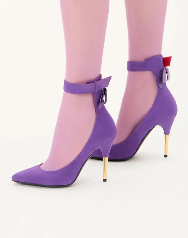 Valentino Garavani Fatale Suede Pumps 105mm - Purple
