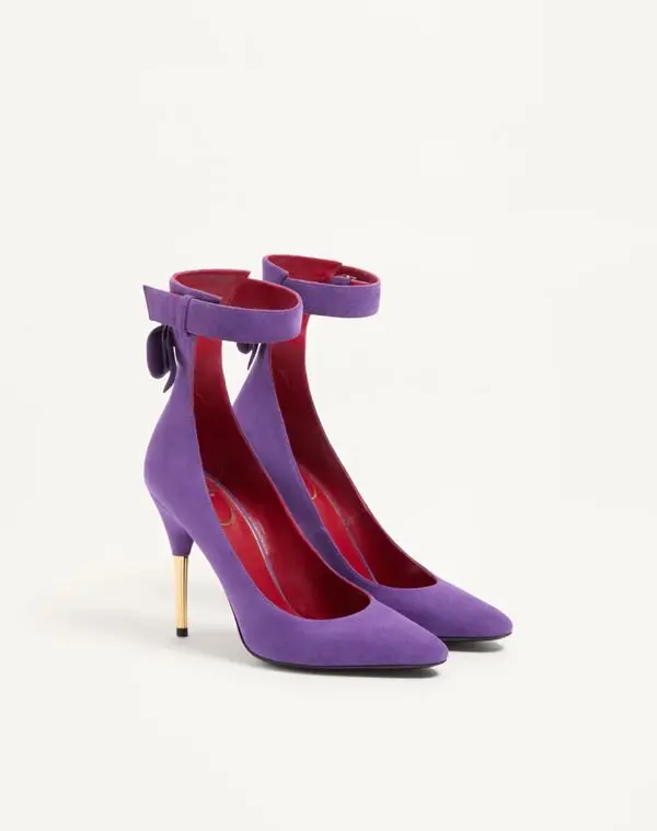 Valentino Garavani Fatale Suede Pumps 105mm - Purple