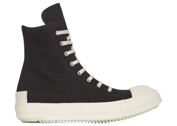 Rick Owens Tower New Rubber Tape High Sneaks Overdyed Denim - Black/milk