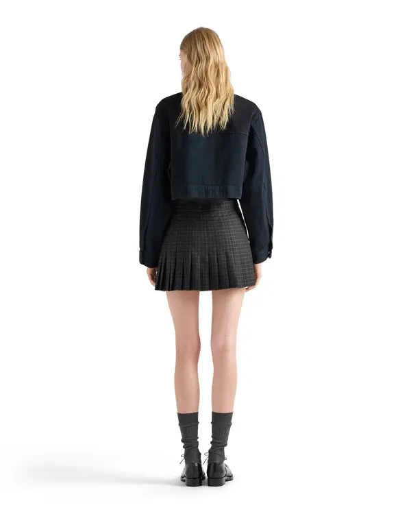 Prada Checked Wool Miniskirt - Blue