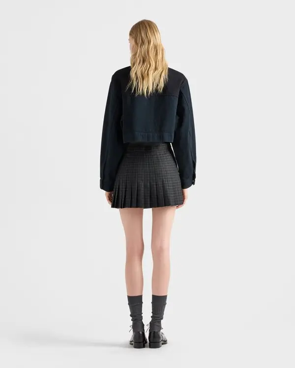 Prada Checked Wool Miniskirt - Navy