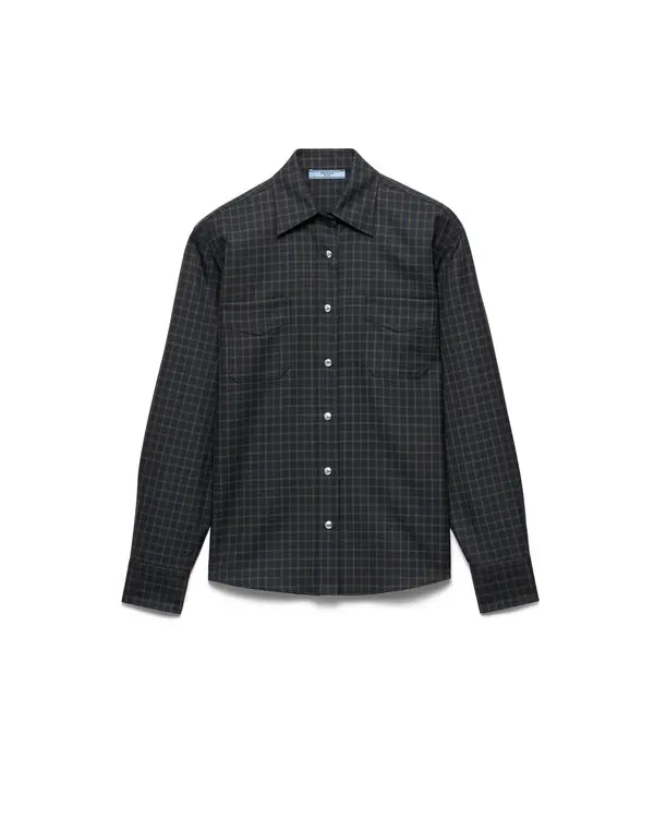 Prada Checked Wool Shirt - Blue