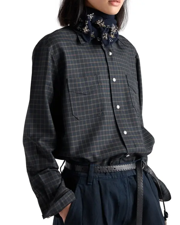 Prada Checked Wool Shirt - Blue