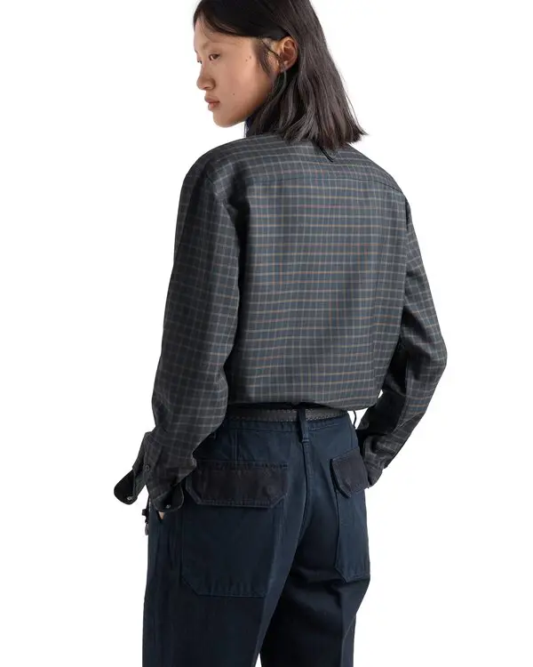 Prada Checked Wool Shirt - Blue
