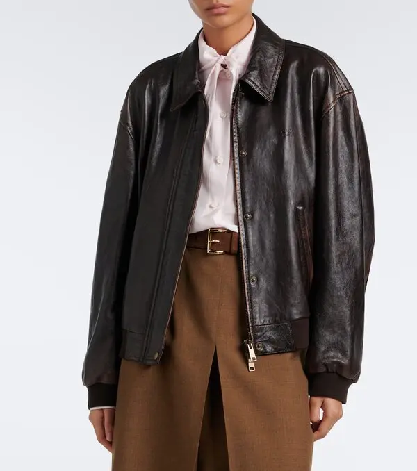 Prada Oversized Leather Blouson Jacket