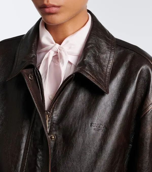 Prada Oversized Leather Blouson Jacket