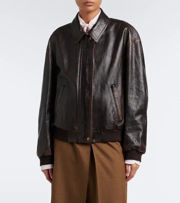 Prada Oversized Leather Blouson Jacket