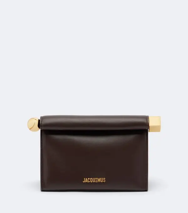 Jacquemus Rond Carré Small Leather Clutch - Brown