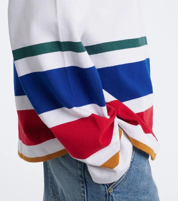AMI Paris Striped Oversized Cotton Polo Shirt