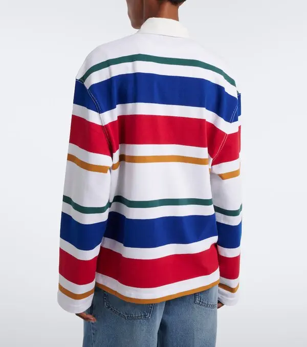 AMI Paris Striped Oversized Cotton Polo Shirt