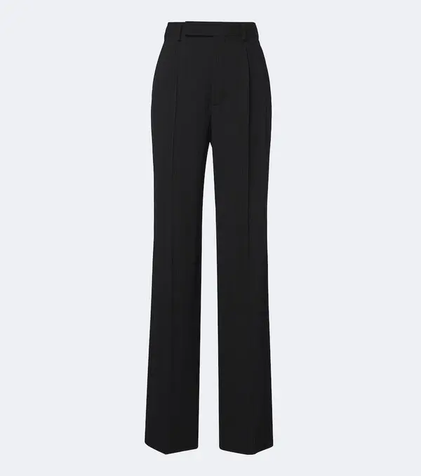 Saint Laurent Wool-blend Straight Pants - Black