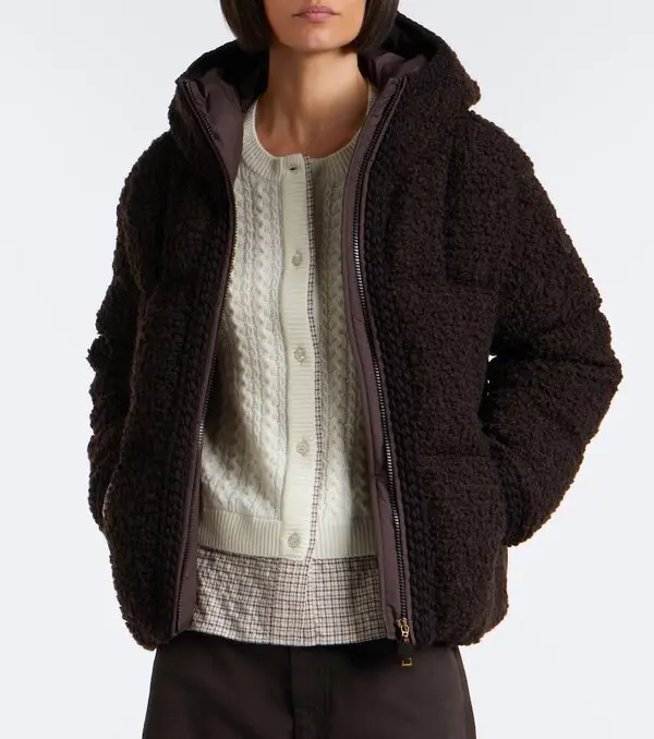 Moncler Cable-knit Checked Wool And Cashmere Cardigan
