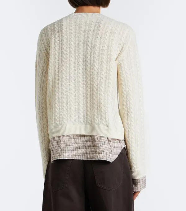 Moncler Cable-knit Checked Wool And Cashmere Cardigan