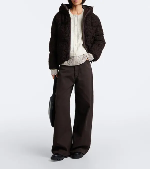 Moncler Cable-knit Checked Wool And Cashmere Cardigan