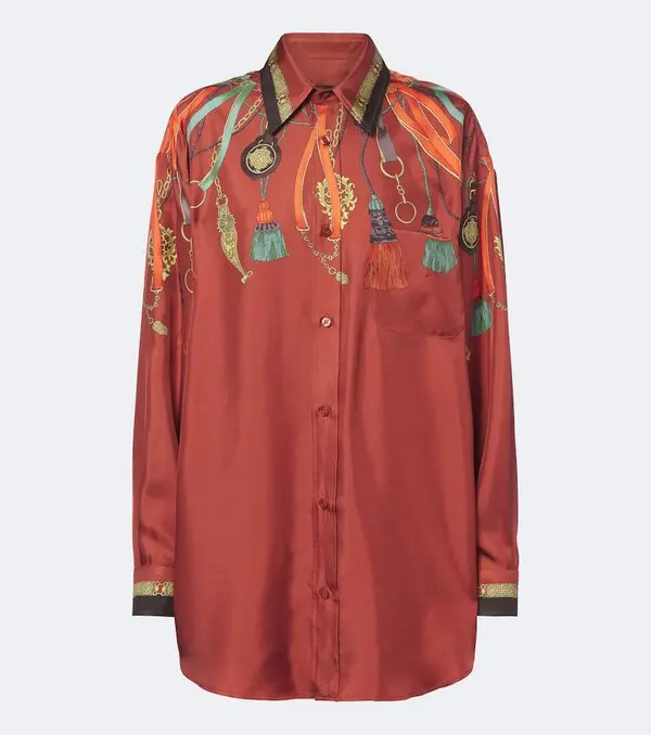 Etro Printed Silk Satin Shirt - Orange