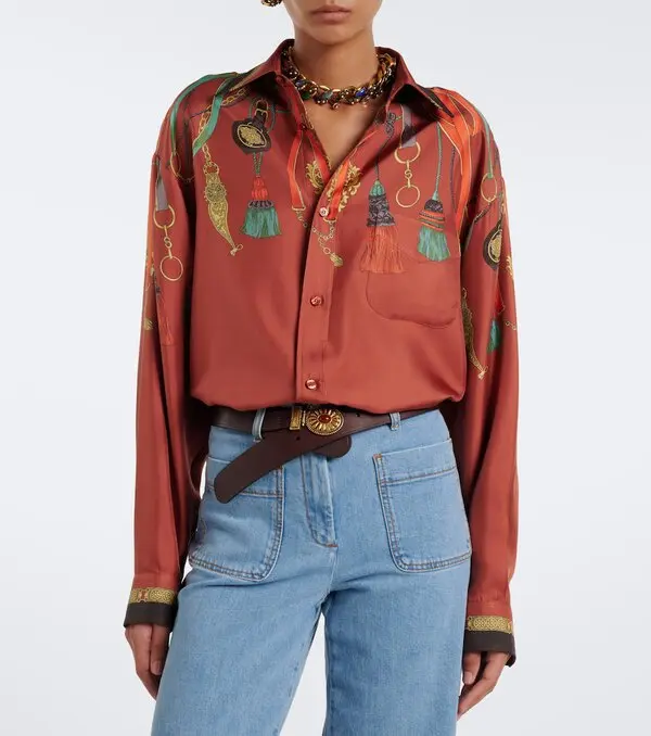 Etro Printed Silk Satin Shirt