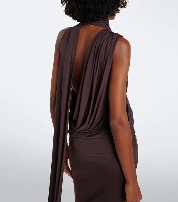 DE LA VALI Lurna Draped Jersey Maxi Dress