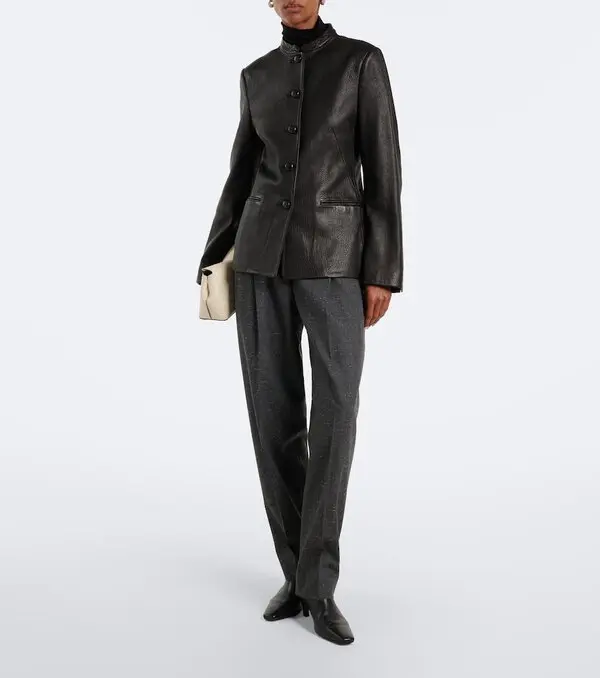 RÓHE Daria Pleated Wool-blend Straight Pants