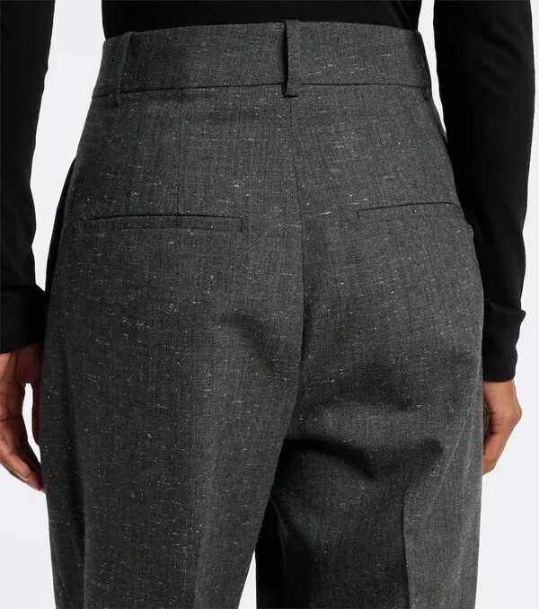 RÓHE Daria Pleated Wool-blend Straight Pants