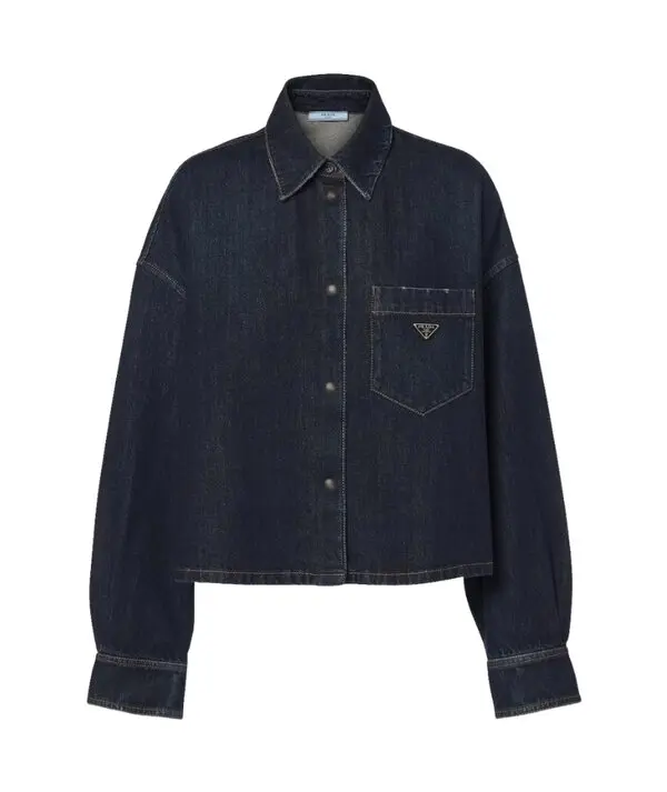 Prada Denim Washed Overshirt - Blue