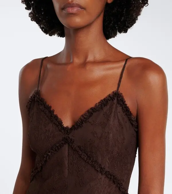 DE LA VALI Kala Tiered Ruffled Lace Maxi Dress