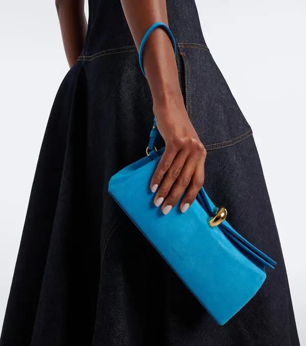 Jacquemus Valérie Croc-effect Leather Clutch - Blue