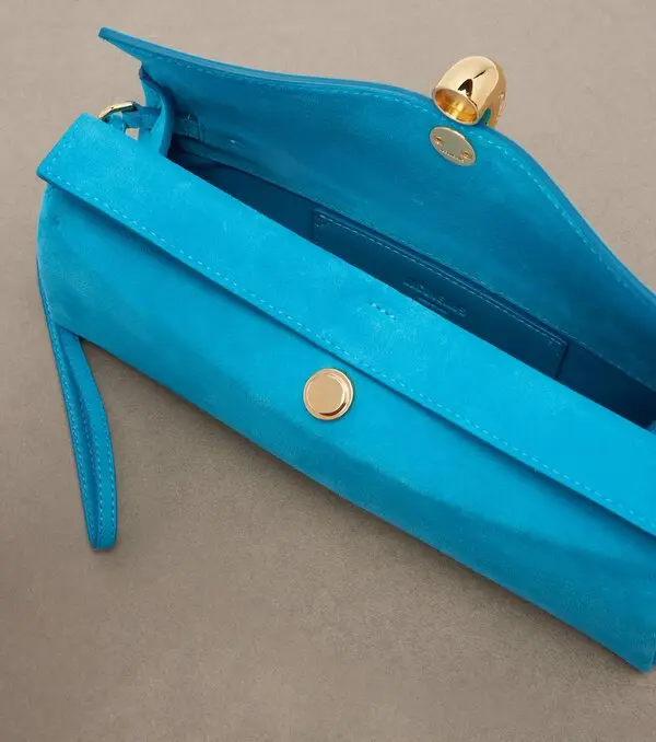 Jacquemus Valérie Croc-effect Leather Clutch - Blue