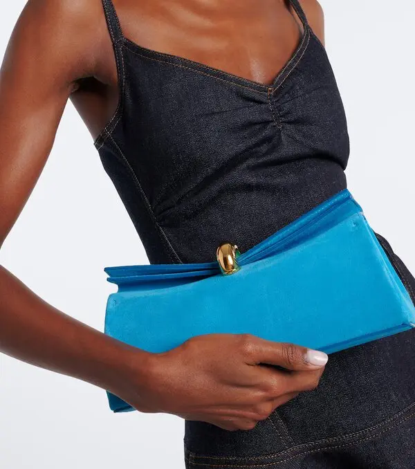 Jacquemus Valérie Croc-effect Leather Clutch - Blue