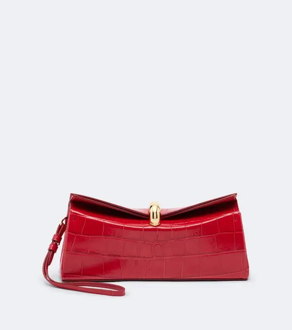 Jacquemus Valérie Croc-effect Leather Clutch - Red