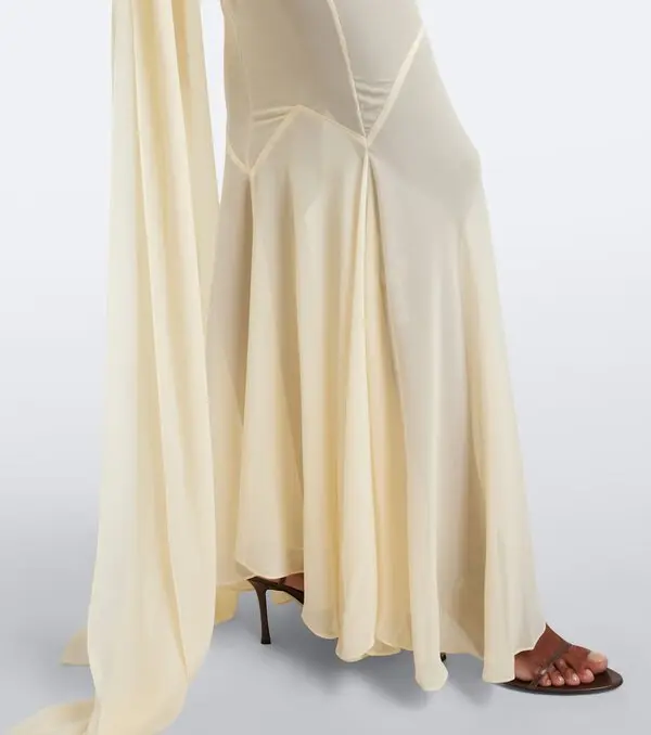 DE LA VALI Inara Gathered Chiffon Maxi Dress