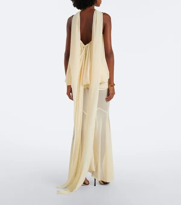 DE LA VALI Inara Gathered Chiffon Maxi Dress