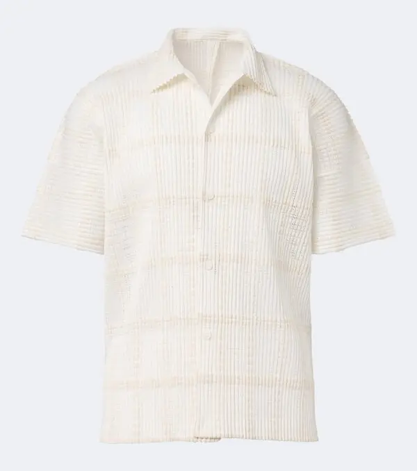 Issey Miyake Homme Plissé Lace Grid Pleats Pleated Shirt - White