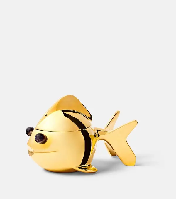 Jonathan Adler Fish Brass Container - Gold