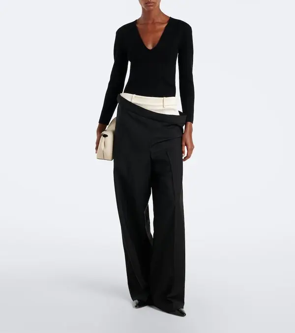RÓHE Wool And Mohair Paneled Wide-leg Pants