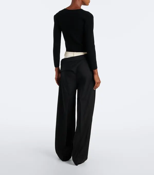 RÓHE Wool And Mohair Paneled Wide-leg Pants
