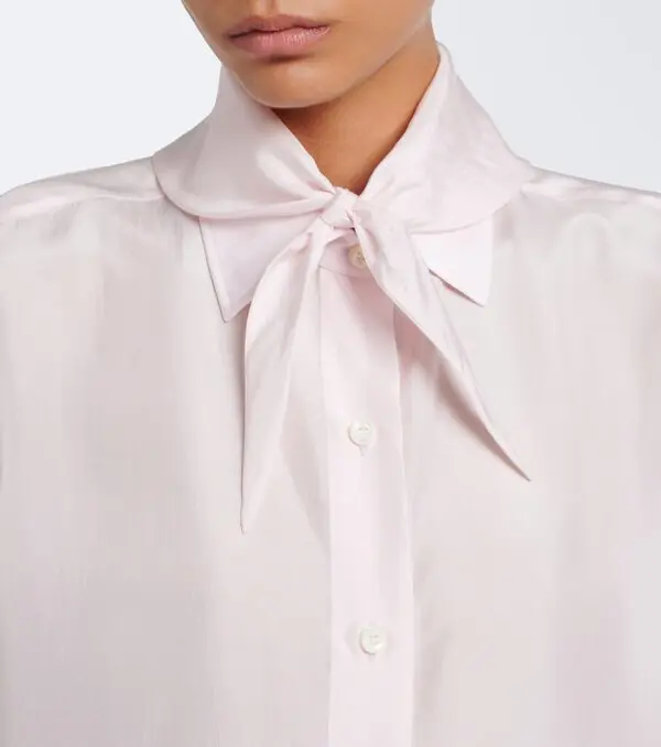 Prada Tie-neck Silk Poplin Blouse