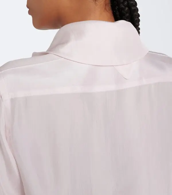 Prada Tie-neck Silk Poplin Blouse