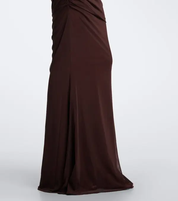 Retrofete Isadore Draped Strapless Mesh Dress
