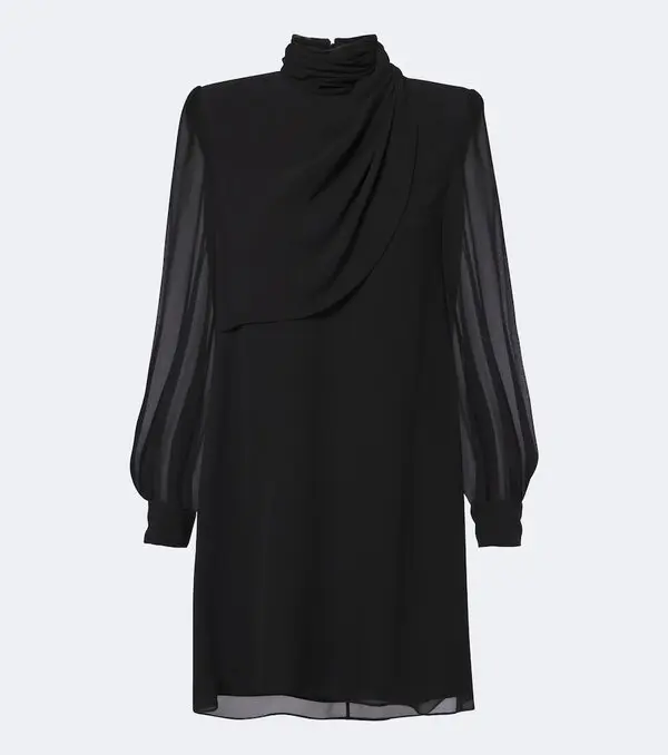 Valentino Garavani Draped Silk Georgette Minidress - Black