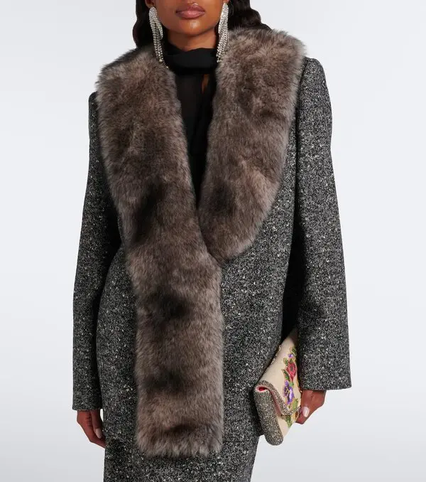 Valentino Garavani Shearling-trimmed Wool-blend Blazer