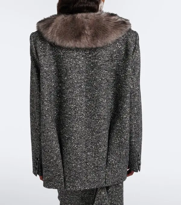 Valentino Garavani Shearling-trimmed Wool-blend Blazer